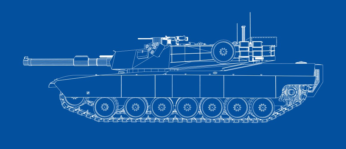 Blueprint of realistic tank Royalty Free Vector Image