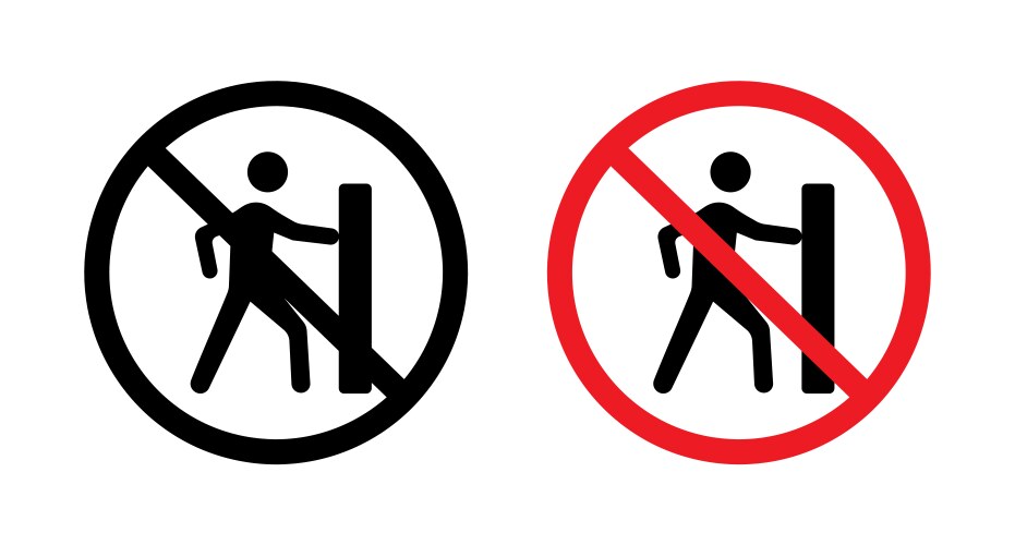 Do not push sign icon set red warning circle Vector Image