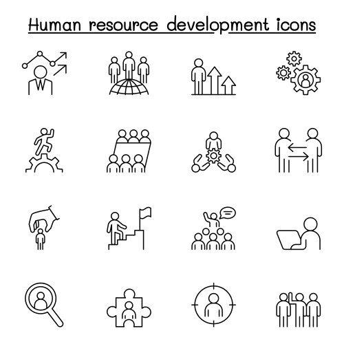 Recruitment career job icon set in thin line Vector Image
