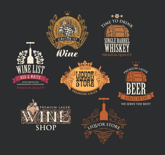 Set of wine labels badges and logos for design Vector Image