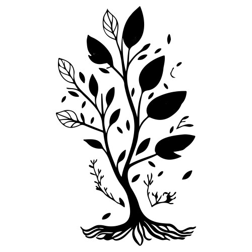 Tree half spring autumn floral sketch draw Vector Image