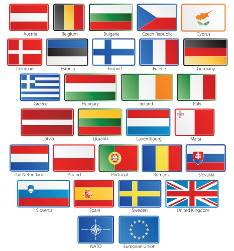 European union countries flags europe travel Vector Image