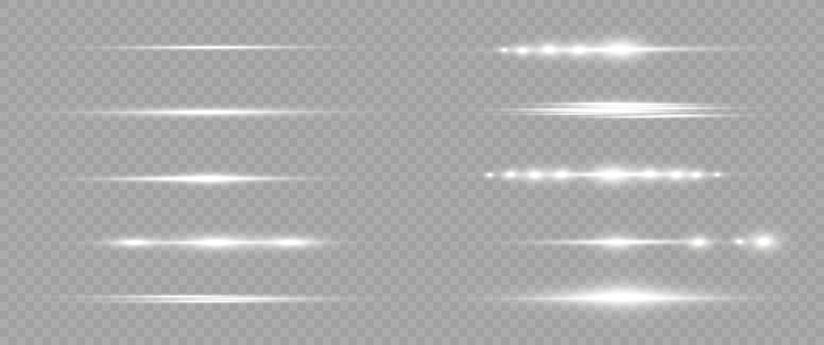 Laser beams horizontal light rays white line Vector Image