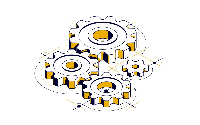 Mechanical engineering concept gears and cogs Vector Image