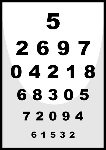 Ophthalmologist pointing at the reading chart Vector Image