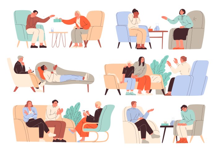 Psychologist private practice cartoon set Vector Image