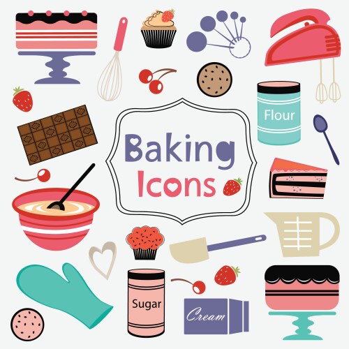 Baking icons Royalty Free Vector Image - VectorStock