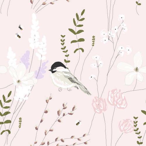 Spring garden seamless pattern with hand drawn Vector Image