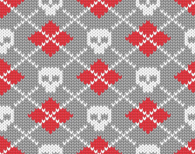 Knitted pattern with fish skeleton Royalty Free Vector Image