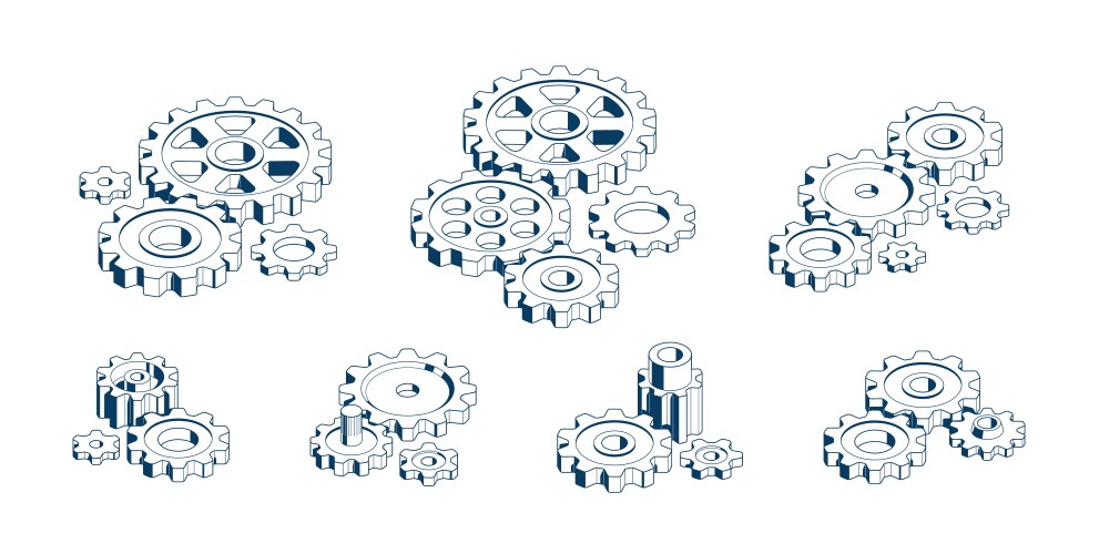 Mechanical engineering concept set gears and cogs Vector Image