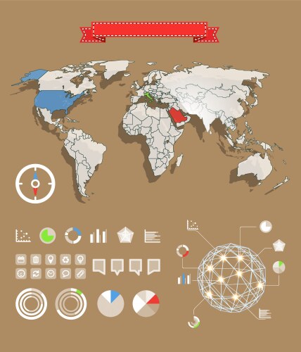 World map charts Royalty Free Vector Image - VectorStock