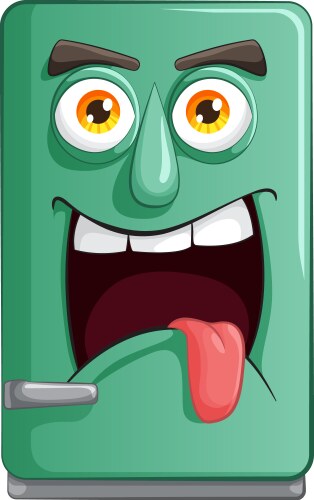 Animated fridge with a playful cheeky expression Vector Image