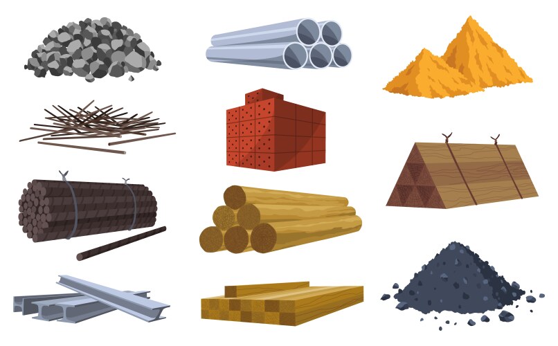 Building materials heaps construction material Vector Image