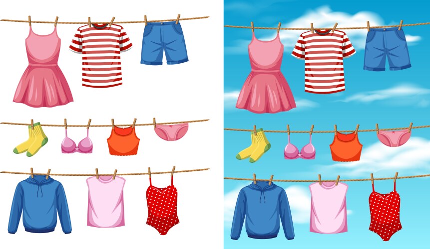 Children clothes on rope Royalty Free Vector Image