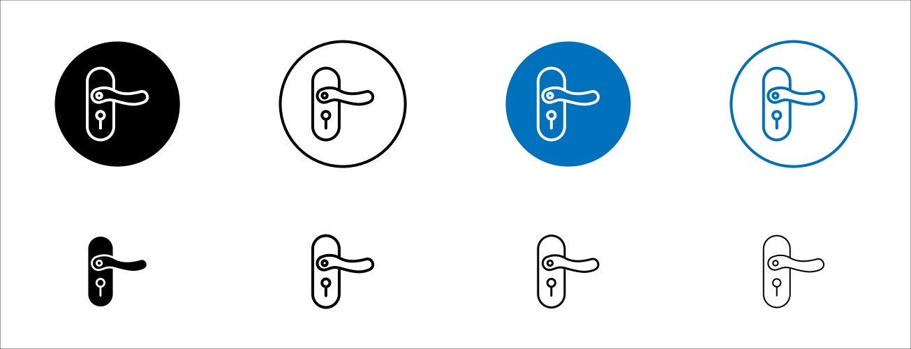 Door handle icon set knob lock latch symbol Vector Image