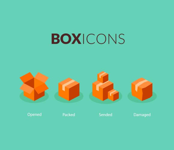 Box logo template flat icons set Royalty Free Vector Image