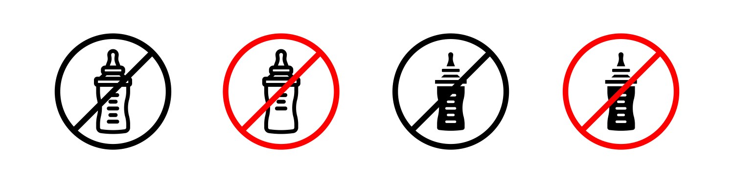 Forbidden feeding bottle warning sign icon Vector Image Forbidden feeding bottle warning sign icon Vector Image