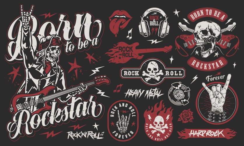 Rock star gothic style lettering print with grunge