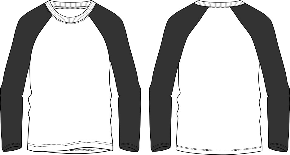 Long sleeve raglan t shirt template Royalty Free Vector
