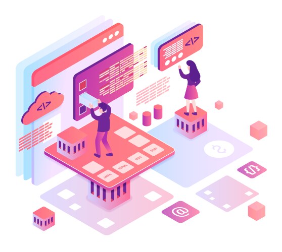 Isometric Computer Lab Classroom Royalty Free Vector Image