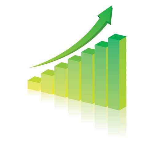 Financial trend up going 3d arrow graph Royalty Free Vector