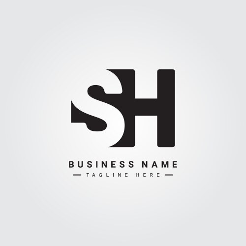 Initial letter sh logo - handwritten signature Vector Image