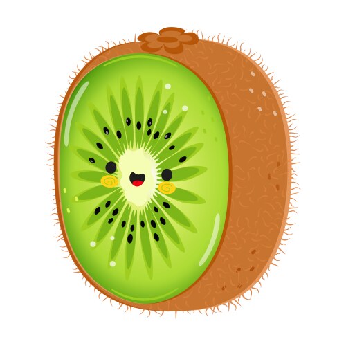 Sad kiwi fruit character hand drawn Royalty Free Vector