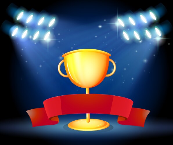 Glass trophy award shining with light realistic Vector Image
