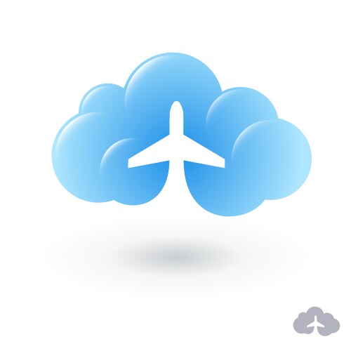 Cloud airplane silhouette icon airline application