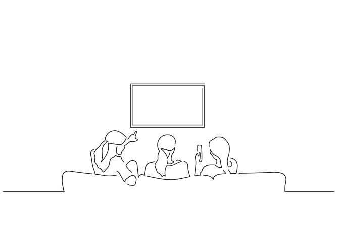 People at home line drawing Royalty Free Vector Image