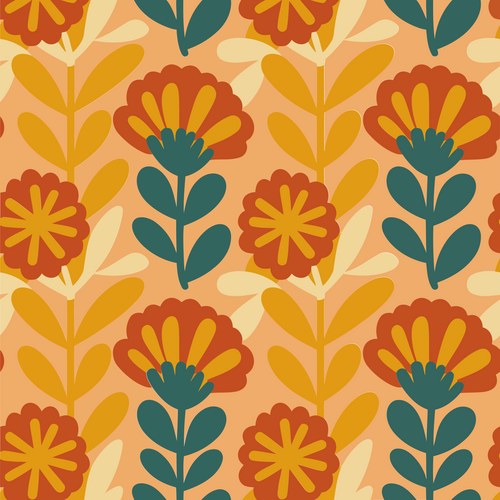 Retro Floral Geometric Pattern – Royalty-Free Vector | VectorStock