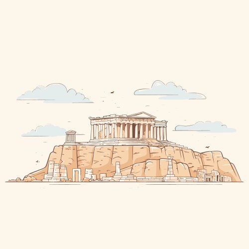 Acropolis in athens hand drawn outline doodle icon
