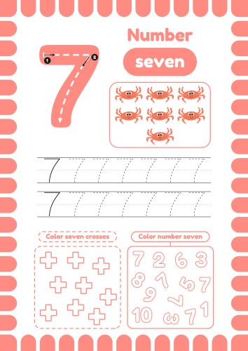 Trace and color crab handwriting practice Vector Image