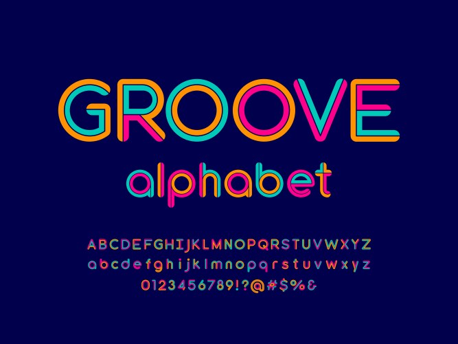 Continuous line font inline alphabet Royalty Free Vector