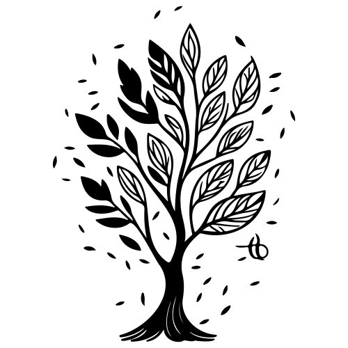 Tree half spring autumn floral sketch hand draw Vector Image