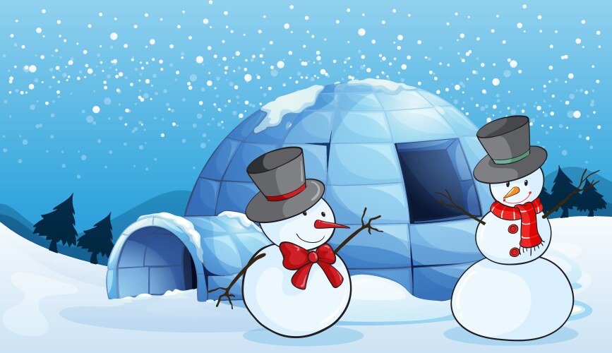 Elves and snow man Royalty Free Vector Image - VectorStock