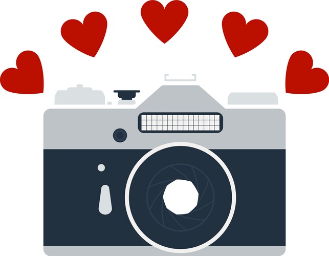 Camera with hearts icon Royalty Free Vector Image