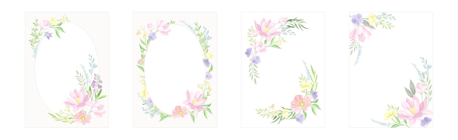 Flower frame and border with floral blossom Vector Image