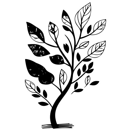 Tree half spring autumn floral sketch hand draw Vector Image