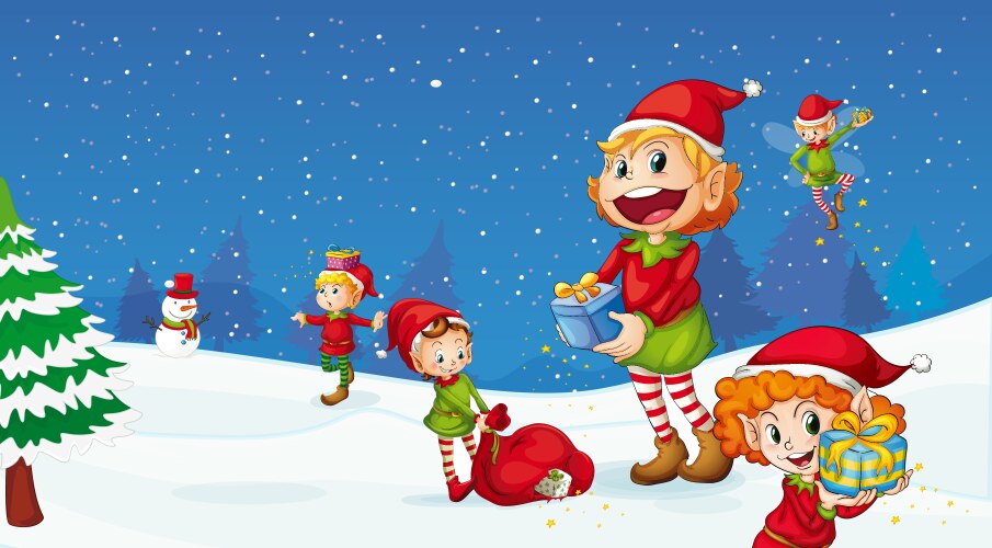 Cartoon Christmas Elves Vector Images (over 2,500)