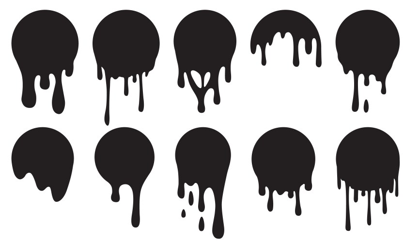 Paint drip stickers dripping liquid current Vector Image