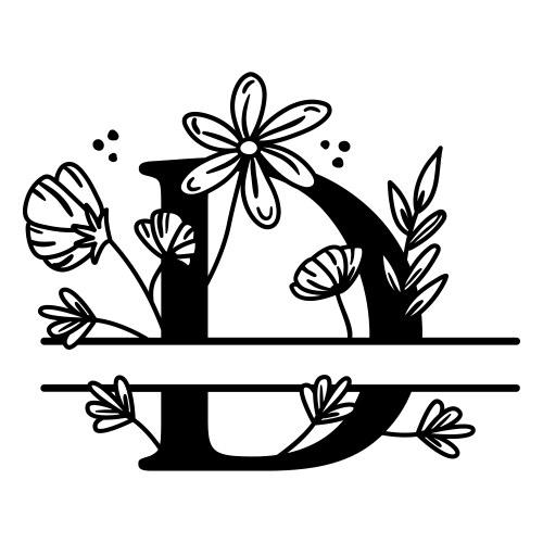 Floral split r monogram Royalty Free Vector Image