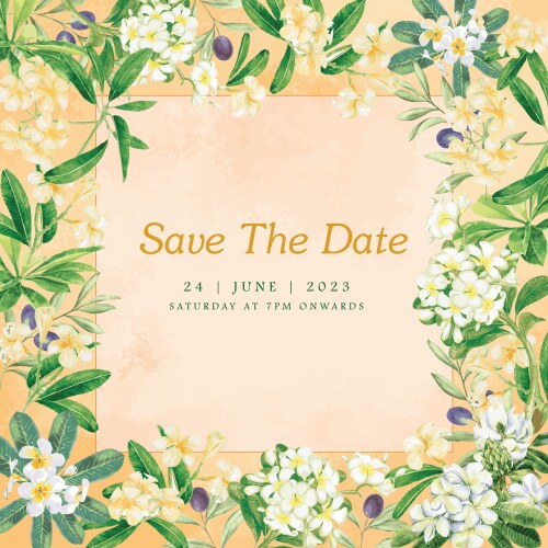 Summer wedding invitation with flowers Royalty Free Vector