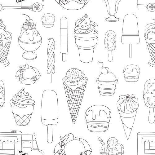 Summer ice cream coloring page Royalty Free Vector Image