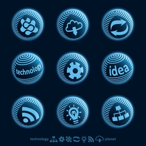 Blu planet icons Royalty Free Vector Image - VectorStock