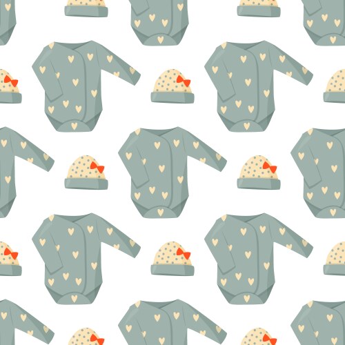 Cute green baby clothes and pacifier background Vector Image