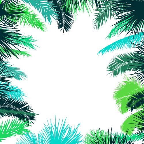 Background with colored palm leaf hand drawing Vector Image