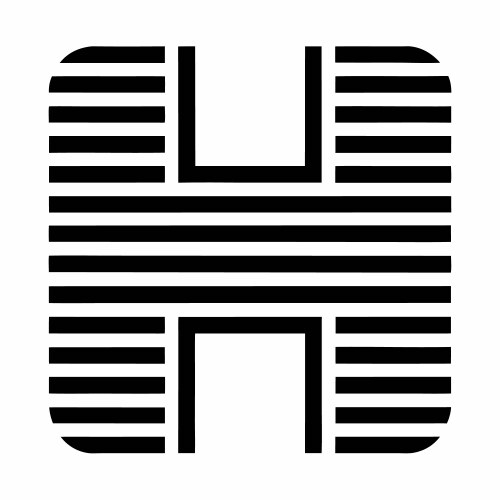 Black abstract letter w icon with horizontal strip