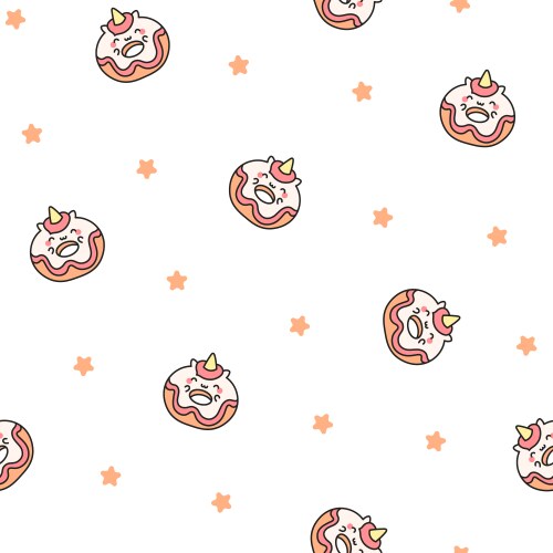 Cute kawaii donut with animal face seamless Vector Image