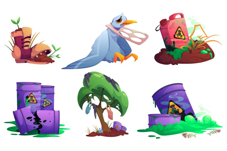 Toxic plastics pollution to city contamination Vector Image